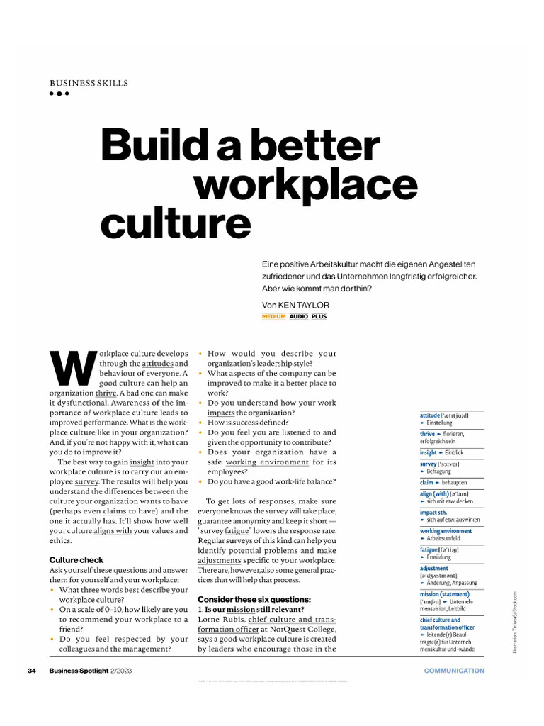 Build A Better Workplace Culture | PDF