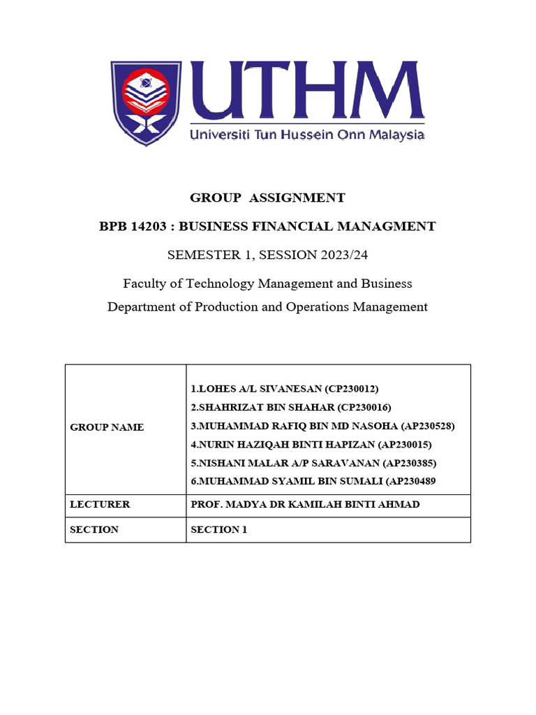 BFM Group 1 Assignment | PDF | Dividend | Equity (Finance)