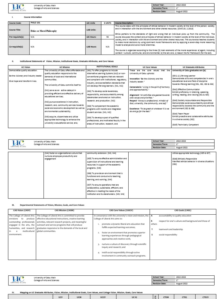 .Philo-101-ADL-Based Syllabus | PDF | Teachers | Learning