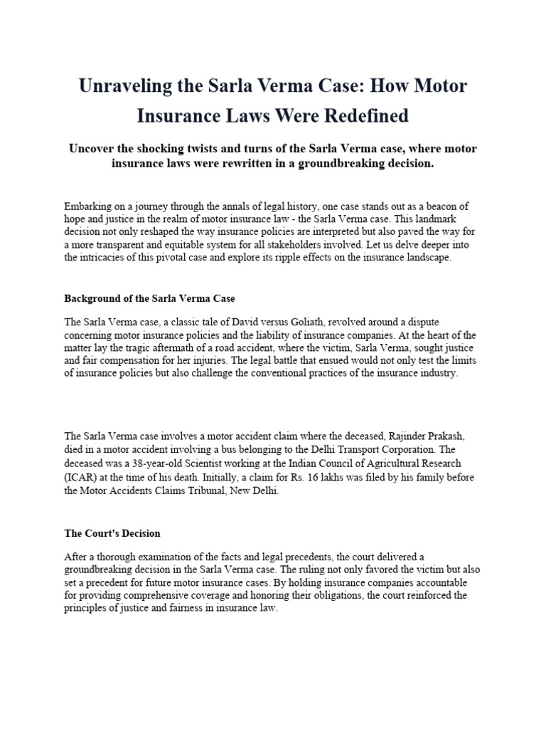 The Sarla Verma Case | PDF | Insurance | Judgment (Law)