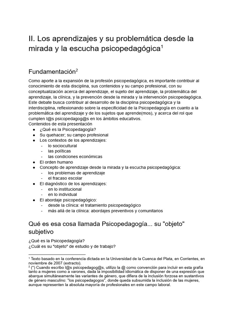 Marina Muller - Los Aprendizajes y Su Problemática Desde La Mirada y La ...