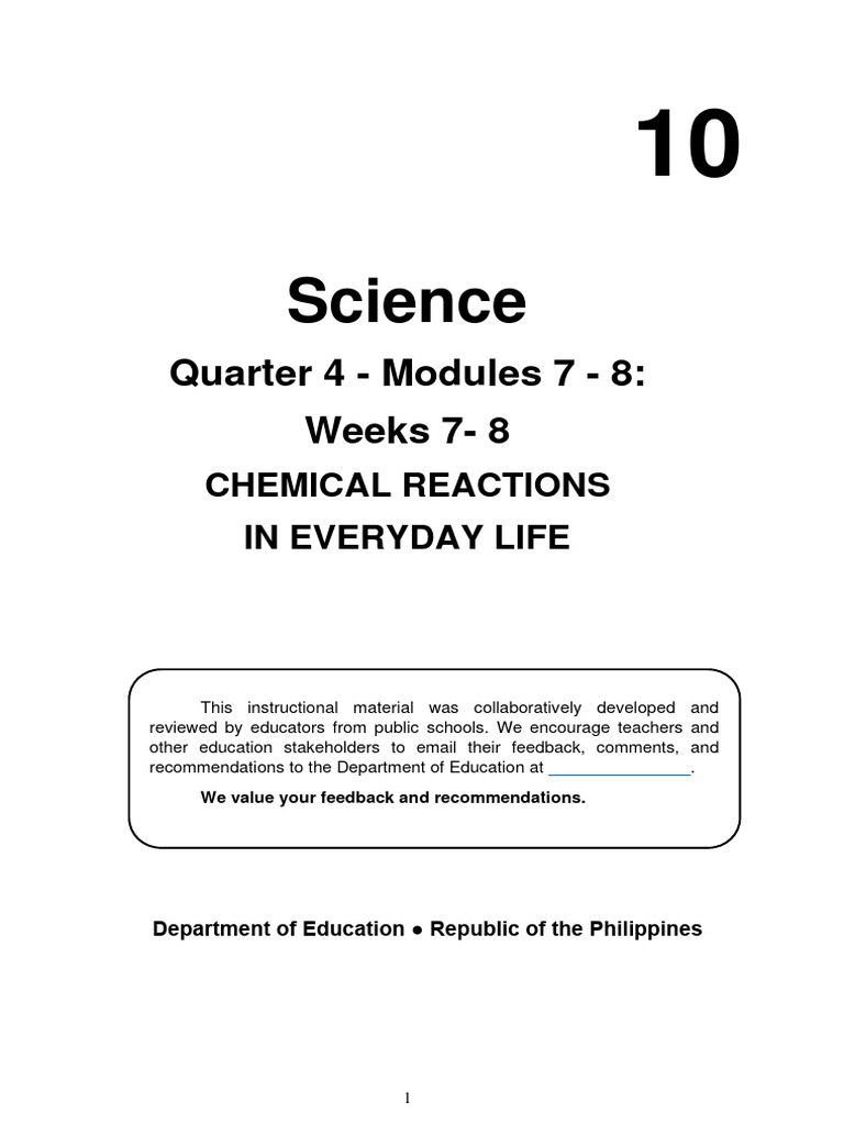 Science 10 Q4 Module 7 8 | PDF | Reaction Rate | N Ox