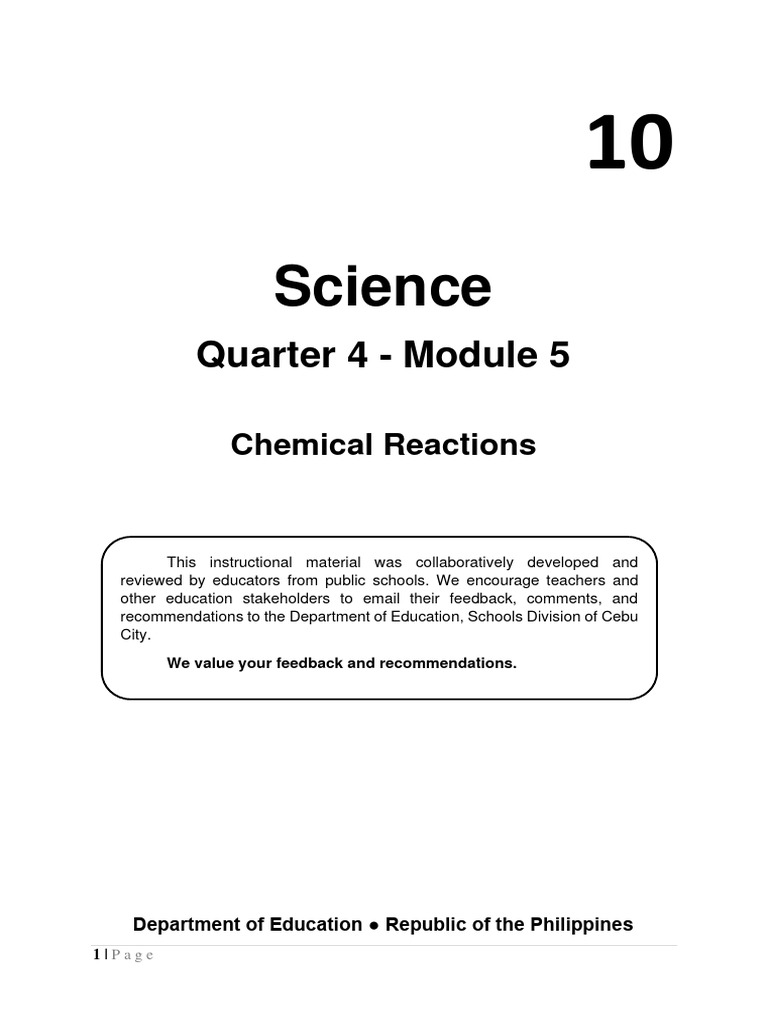 SCIENCE_10_Q4_MODULE_5 | PDF | Chemical Reactions | Chemistry