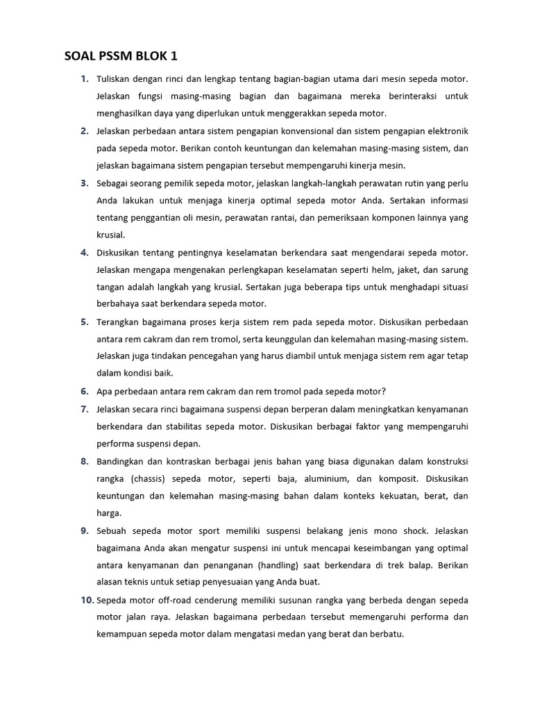 Soal PSSM Blok 1 | PDF