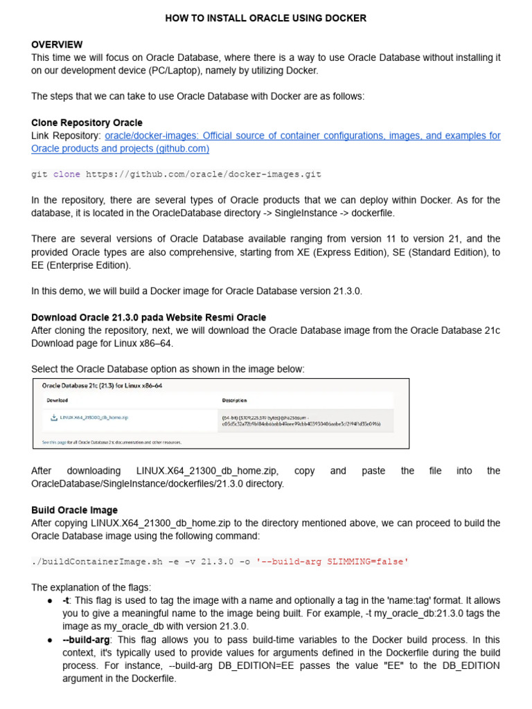 How To Install Oracle Using Docker | PDF | Databases | Oracle Corporation