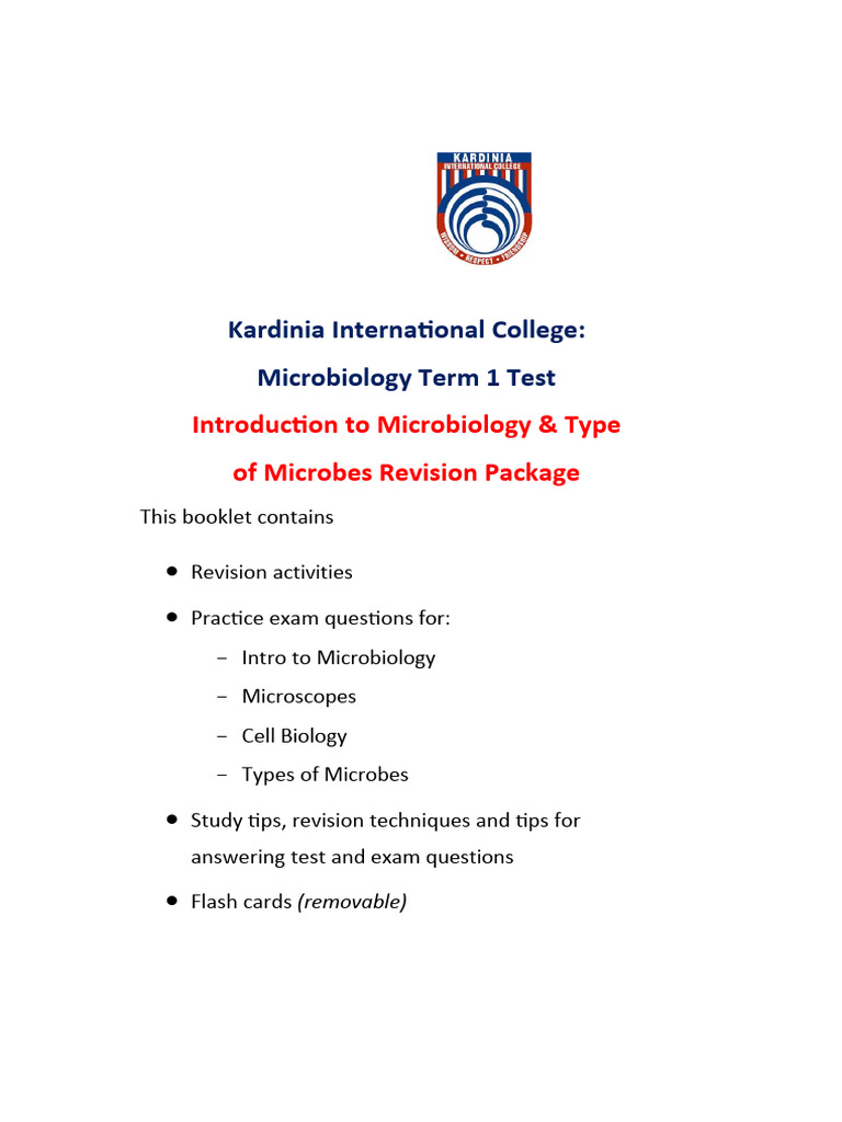 Microbiology Term 1 Test Revision Guide | PDF | Bacteria | Cell (Biology)