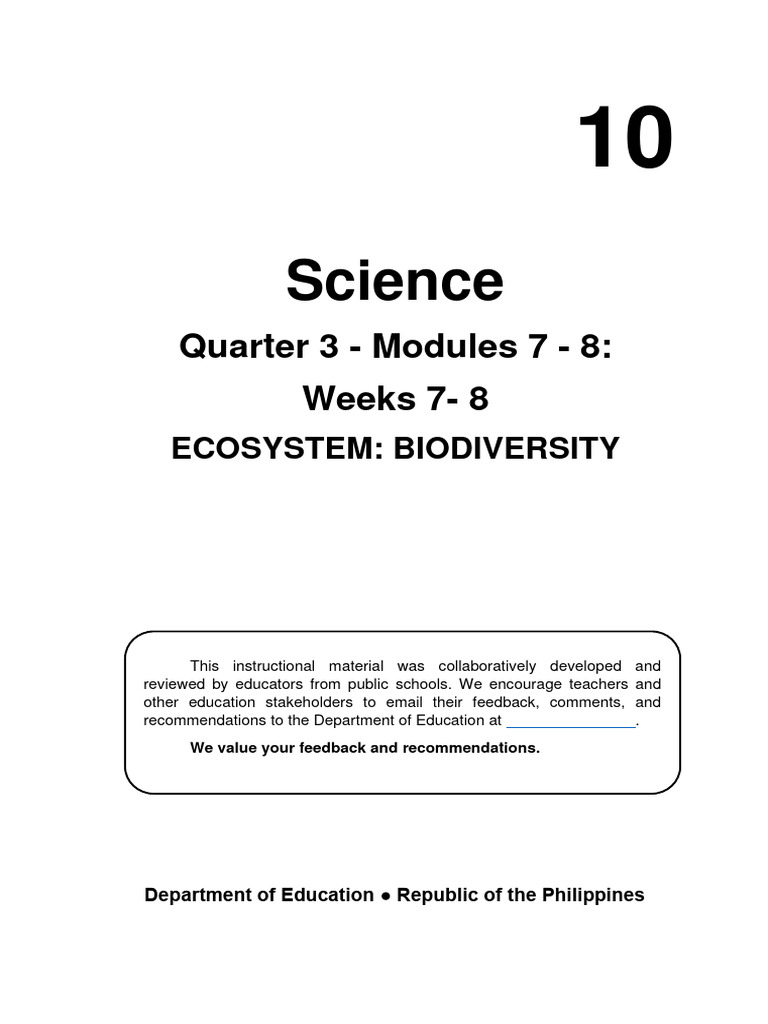 SCIENCE G10 Q3 Module 7 | PDF | Biodiversity | Ecology