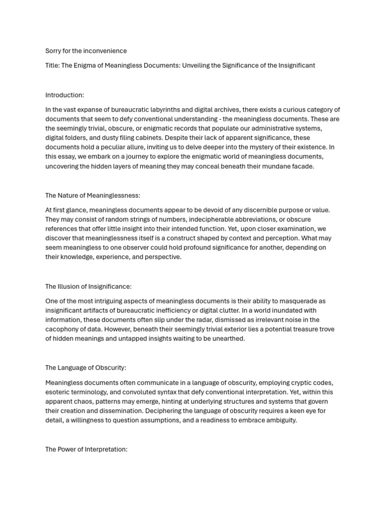 The Mystery of Meaningless Docs | PDF | Cognition | Cognitive Science