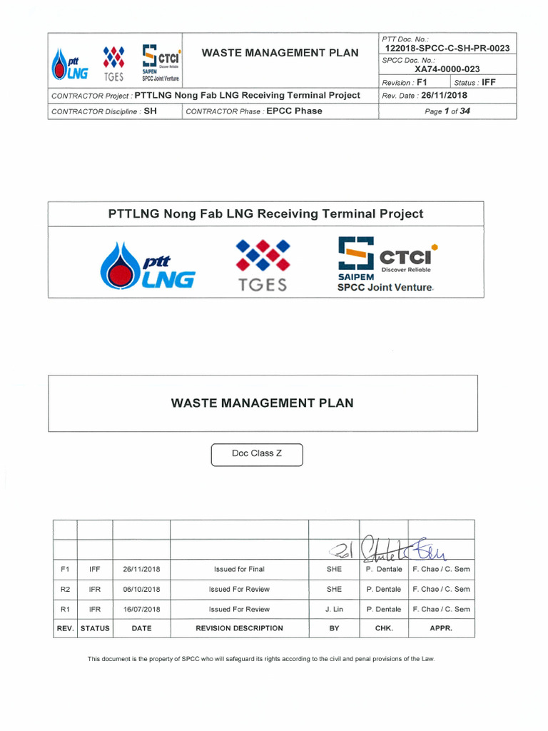SPCC C SH PR 0023 Project WASTE Management Plan F1 | PDF | Waste ...