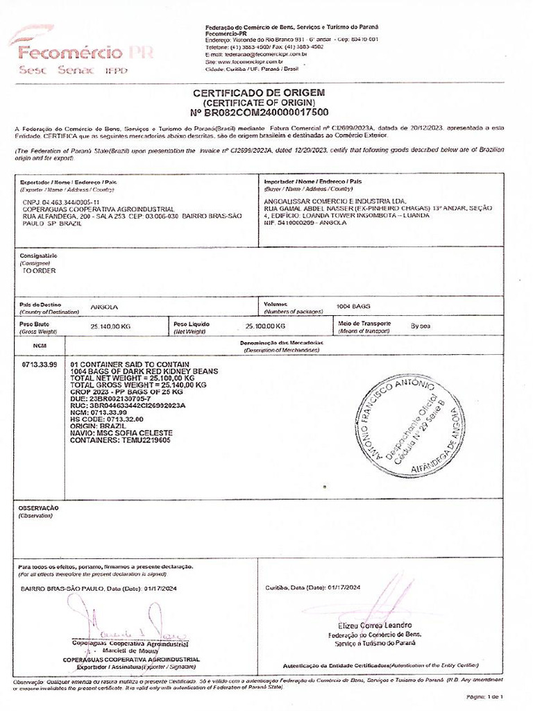 Certificado de Origem | PDF