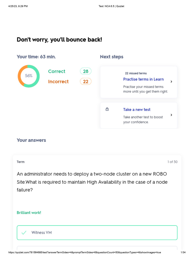 NCA 6.5 Administrator Quizlet Guide | PDF | Computer Cluster | Computer Network