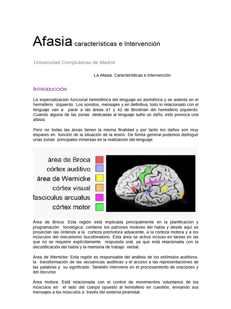 la-afasia | PDF | Afasia | Hemisferio cerebral