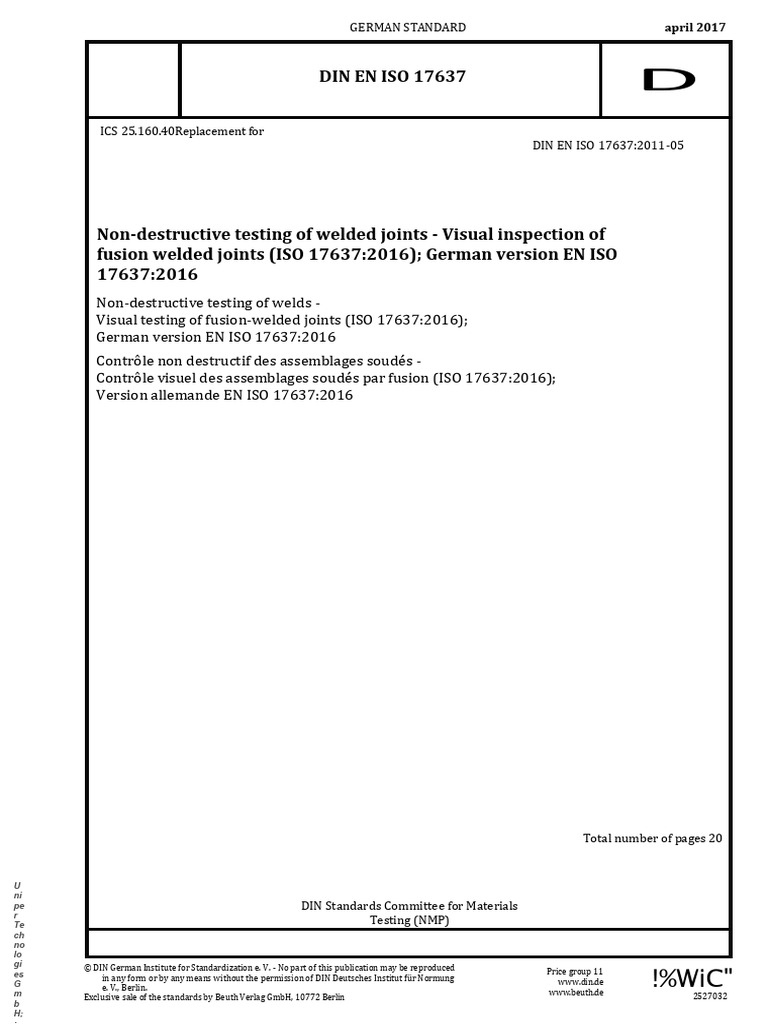 DIN EN ISO 17637 en | PDF | Welding | Construction