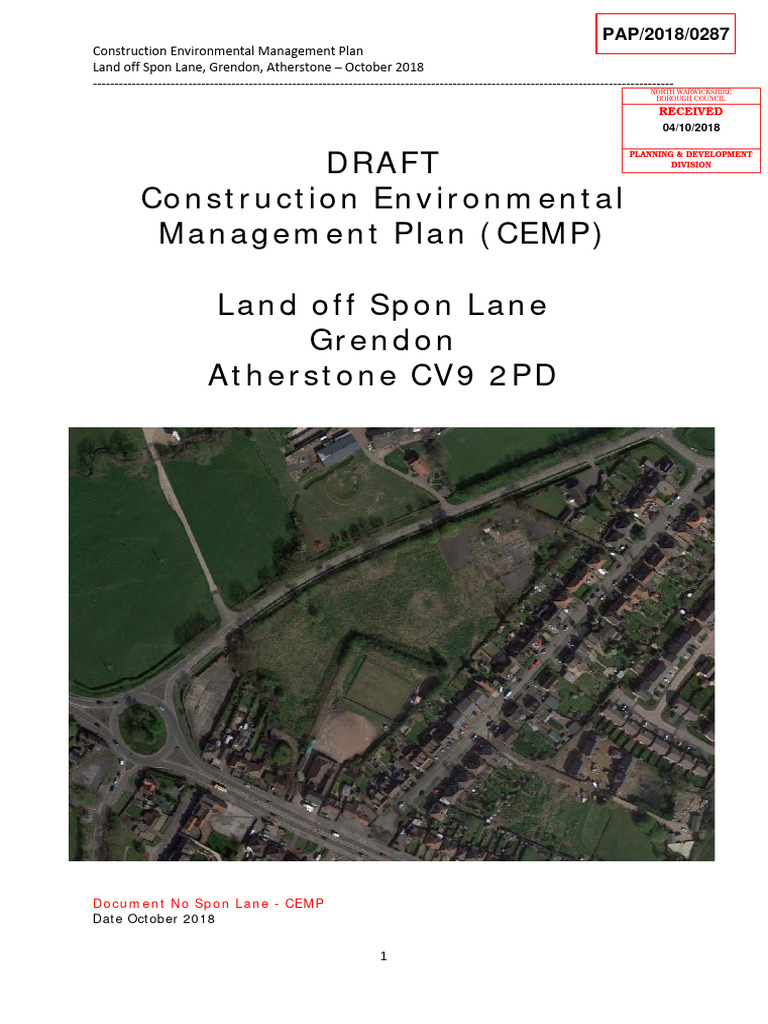 Construction Environmental Management Plan (Grendon) | PDF | Road | Traffic