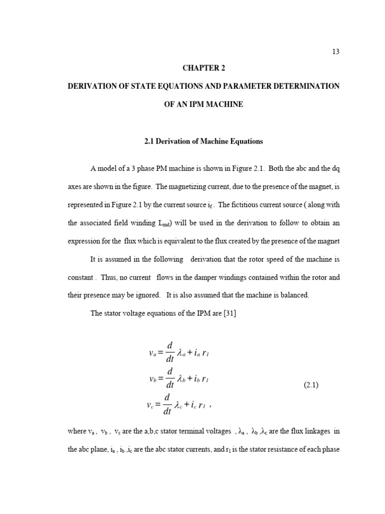 IPM Machine State Equations Derivation | PDF | Inductance | Inductor