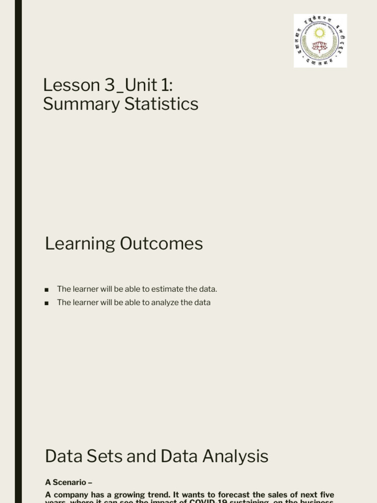 Lesson3 - Unit 1 | PDF | Standard Deviation | Autocorrelation