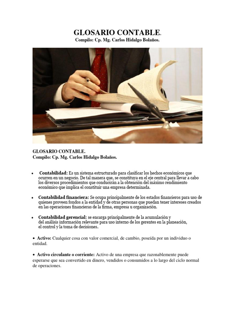 TC. Glosario Contable | Descargar gratis PDF | Contabilidad | Hoja de ...