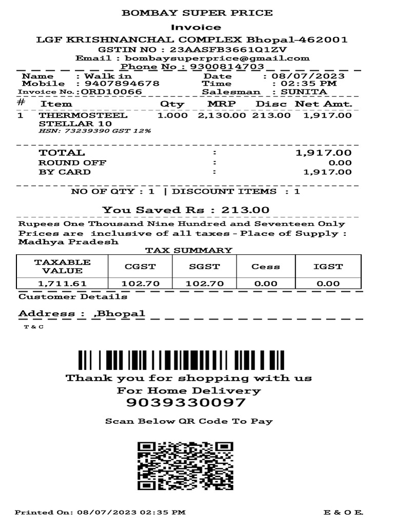 Milton Water Cooler Invoice Summary | PDF