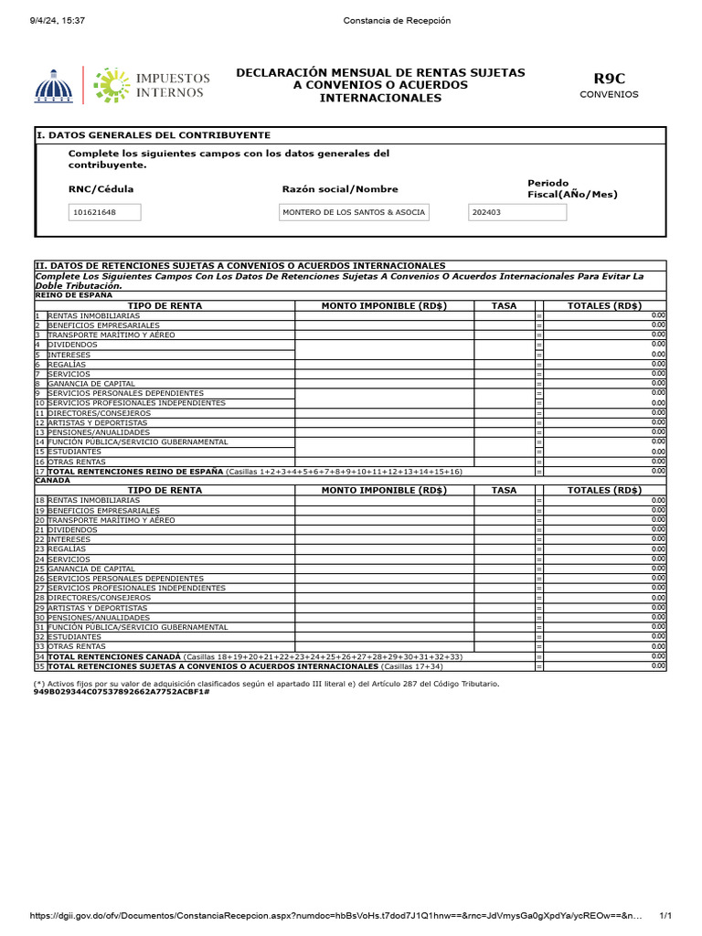 Declaracion R9C | PDF