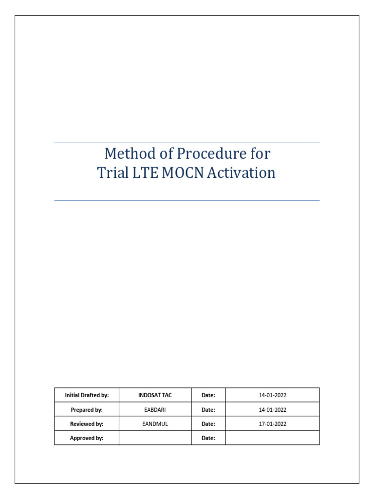 Partially - Standard - Method of Procedure LTE MOCN Activation Rev V1 2 ...