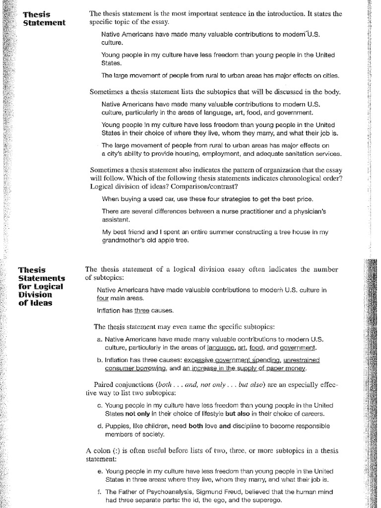 19a- Thesis Statements (From Oshima-Hogue) | PDF | Id | Essays
