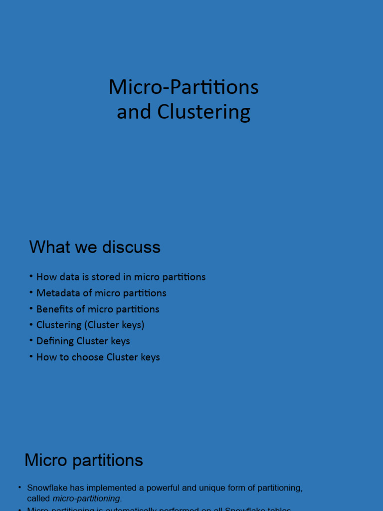 5 Micro-Partitions+and+Clustering | PDF | Cluster Analysis | Metadata