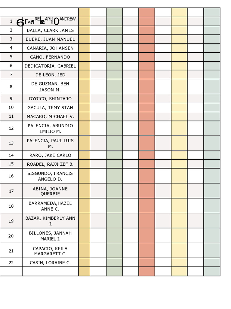 Gradebook Worksheet in Yellow Simple Style | PDF