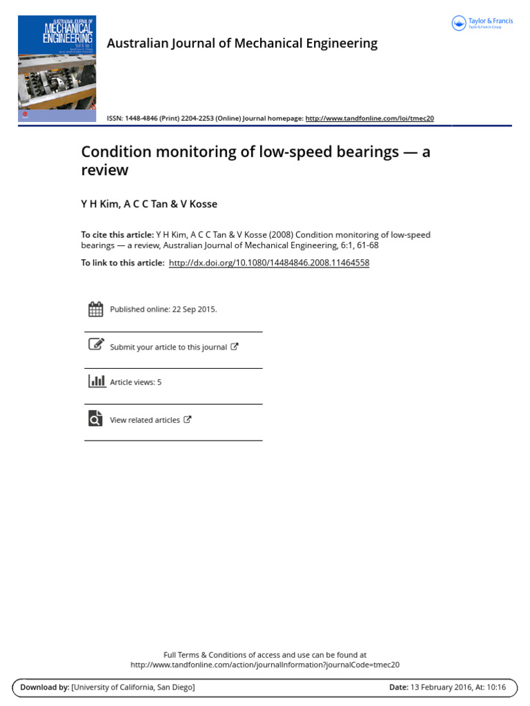 Condition Monitoring of Low-Speed Bearings | Download Free PDF ...