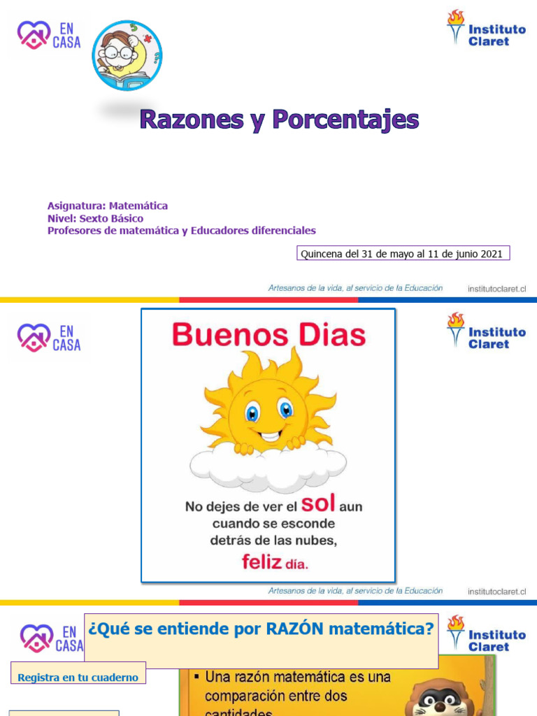 Razones y Proporciones en Matemáticas | PDF | Porcentaje | Números