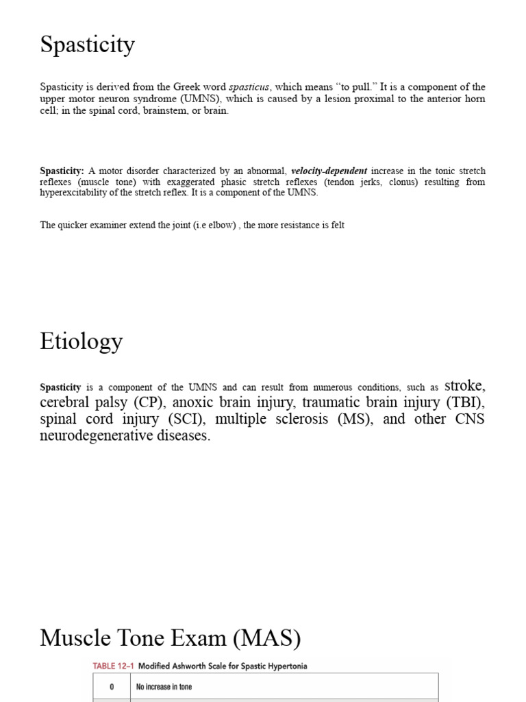 Spasticity Rigidity Clonus | PDF | Nervous System | Anatomy
