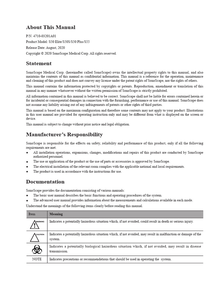 Manual S50 Elite Basic User Manual | PDF | Electrical Connector | Medical Ultrasound