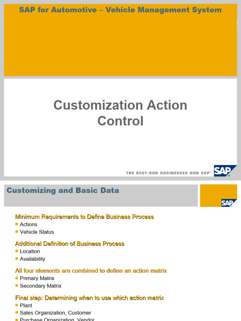 SAP VMS: Action Matrix Overview | PDF | Receipt | Business Process