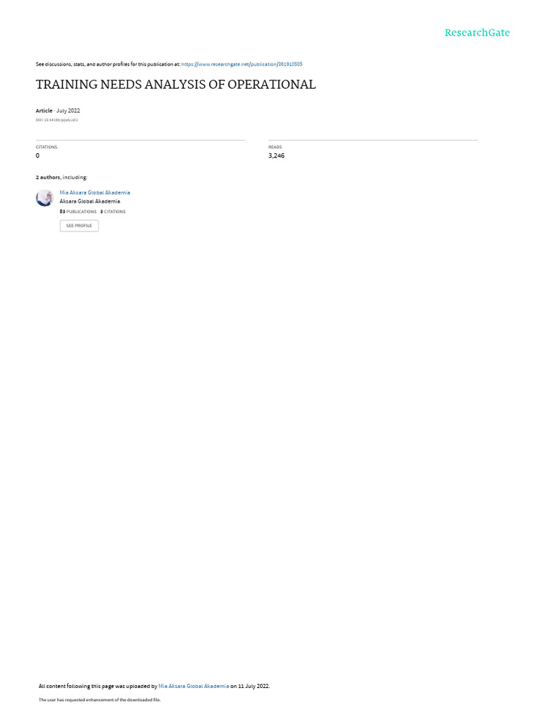 Training Needs Analysis Framework | PDF | Needs Assessment | Analysis