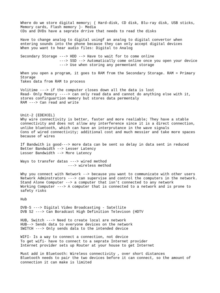Ict Theory Notes Pdf Computer Data Storage Random Access Memory 1464