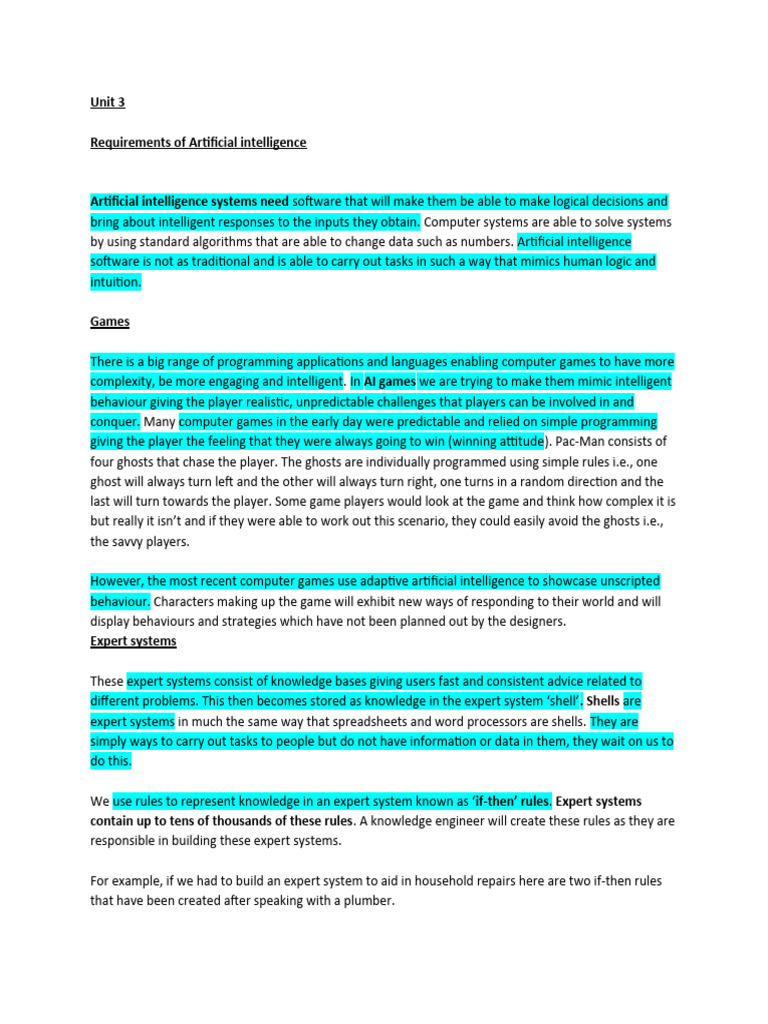 Unit 3 - Requirements of Artificial Intelligence | PDF | Artificial ...