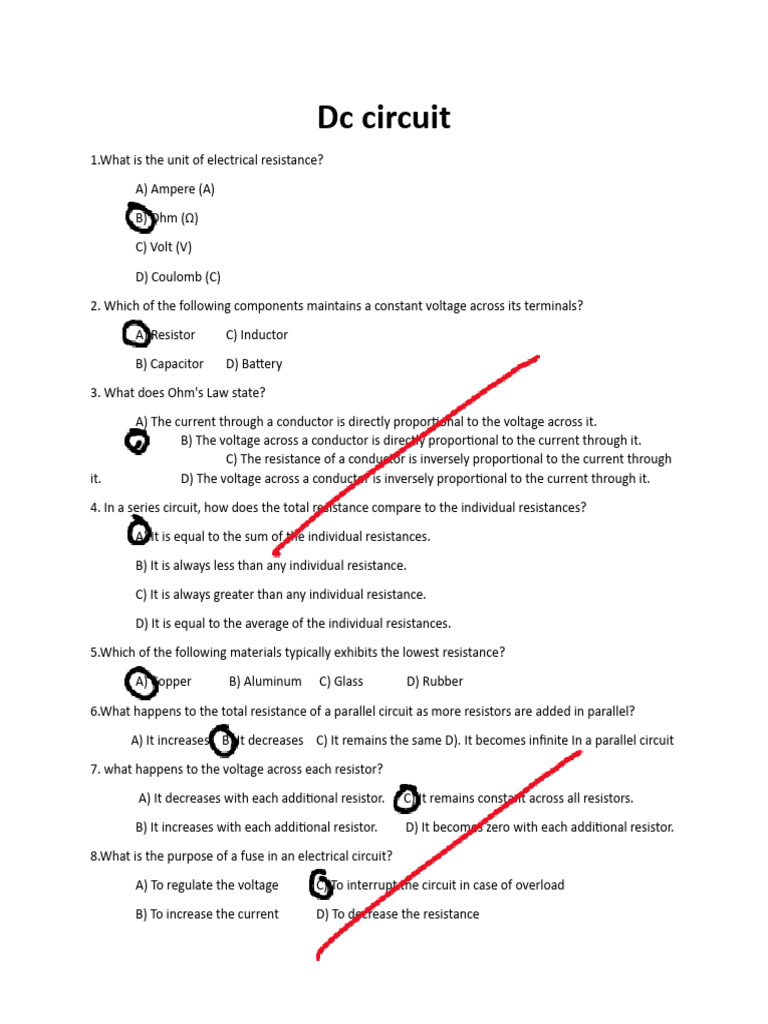 30 Question Sus Print | PDF | Electrical Network | Series And Parallel ...