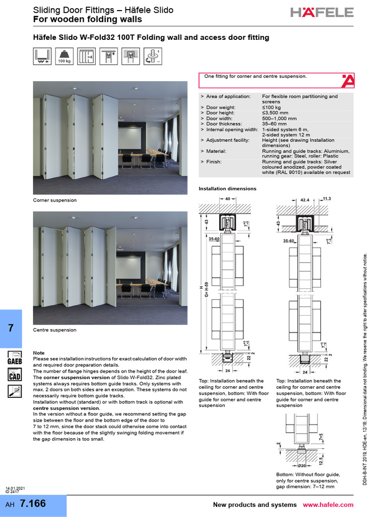 Folding Door Data Sheet Hafele | Download Free PDF | Door | Building ...