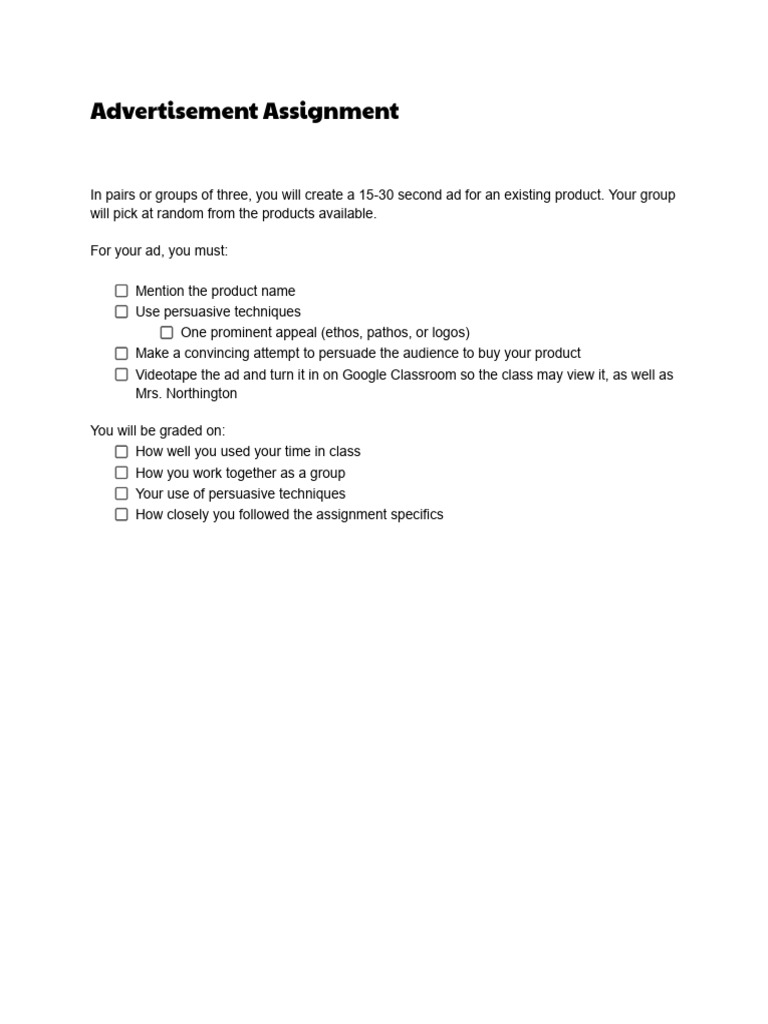 Advertisement Assignment - | PDF | Human Communication | Persuasion