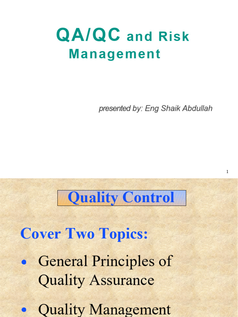 QAQC Vs Risk Management 1709443817 | PDF | Data Quality | Quality Assurance