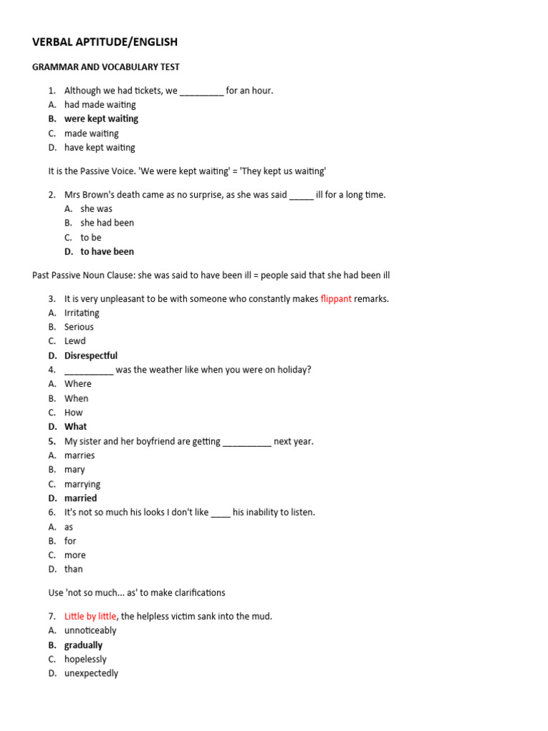 English Grammar & Vocabulary Quiz | PDF | Verb | Linguistics