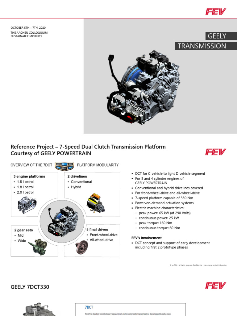 Geely 7DCT Transmission | PDF | Electric Vehicle | Vehicles