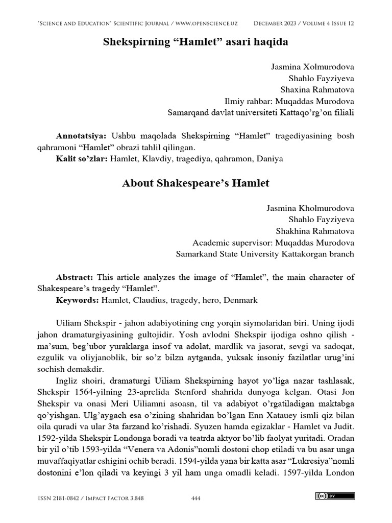 shekspirning-hamlet-asari-haqida | PDF