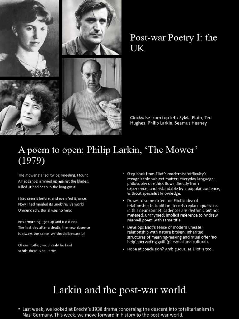 Post-War UK Poetry: Larkin and Hughes | PDF | Sylvia Plath