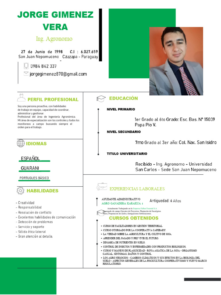 Curriculum Vitae Jorge Gimenez | PDF | Agronomía | Agricultura