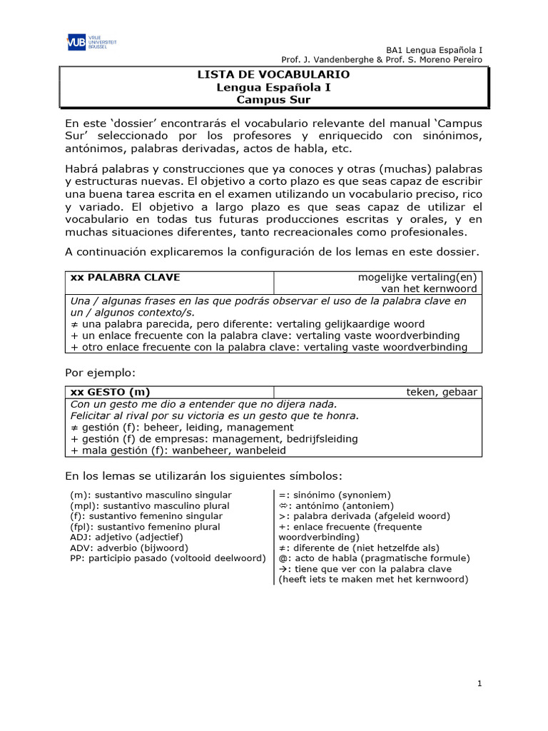 Vocabulario Español para Estudiantes | PDF | Léxico | Sustantivo