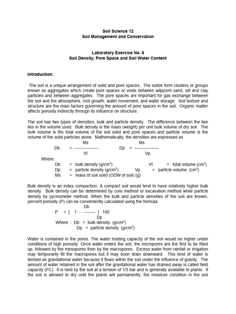 SS 12 Lab. Exer 6 Rev Module Up | PDF | Porosity | Soil