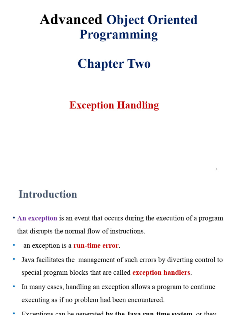 CH2 Exception Handling | PDF | Inheritance (Object Oriented Programming) | Method (Computer ...