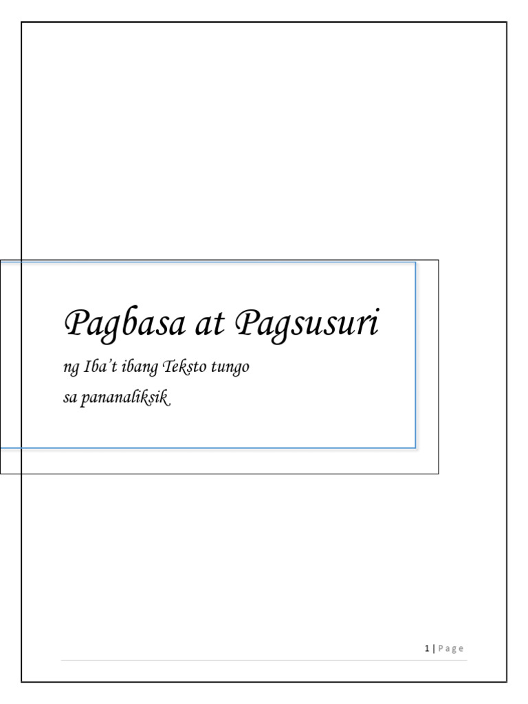 MODULE 1Q4 Pagbasa at Pagsusuri Tungo Sa Pananaliksik | PDF