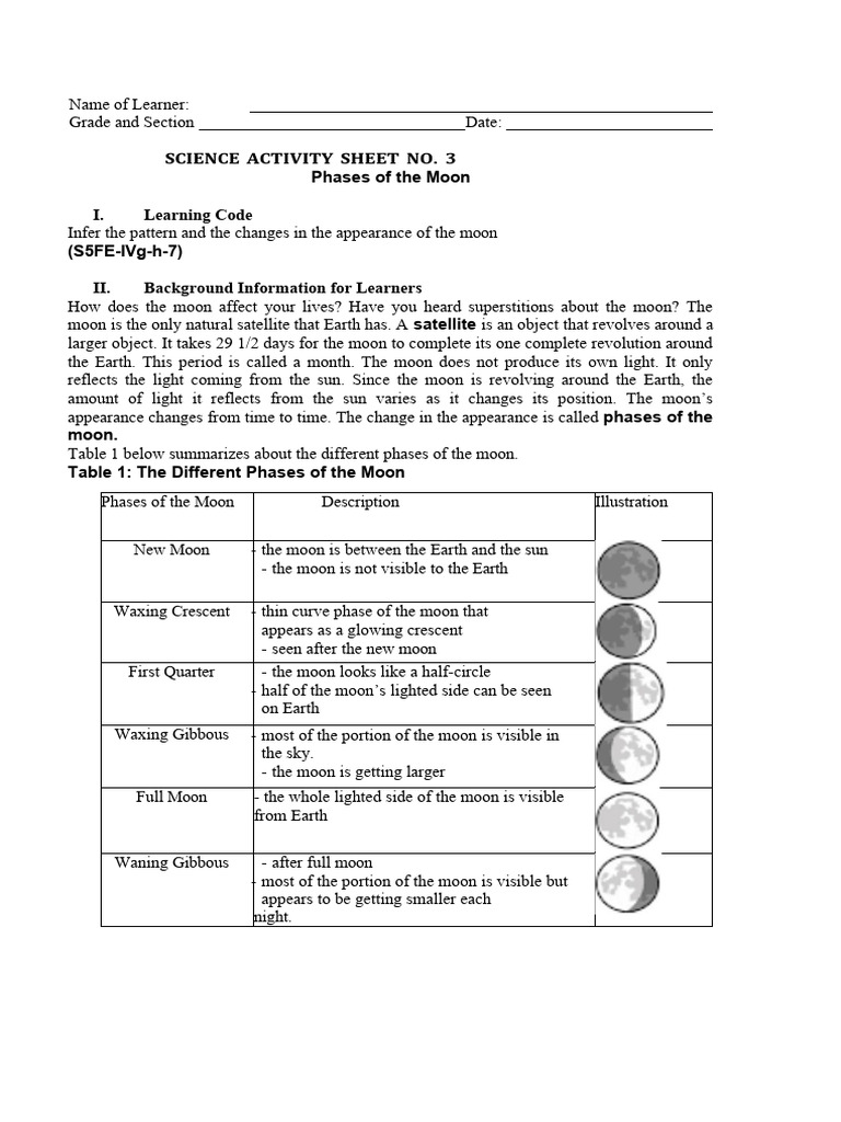 Science 5 q4 Week3 | PDF | Tide | Moon