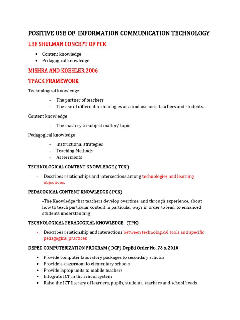 POSITIVE-USE-OF-INFORMATION-COMMUNICATION-TECHNOLOGY | PDF | Educational Technology | Pedagogy